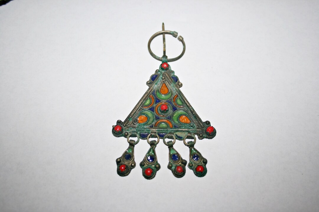 Stunning Huge Antique Algerian Kabyle Enameled Fibula Brooch - Etsy