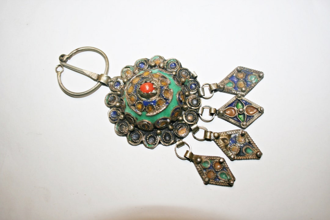 Stunning Huge Antique Algerian Kabyle Enameled Fibula Brooch - Etsy