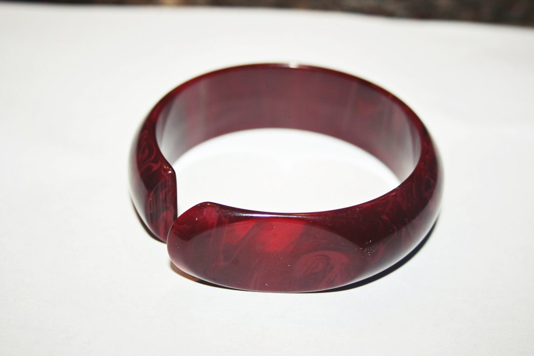 Antique Black Cherry Bakelite Bracelet Art Deco Plastic Cuff Bracelet ...