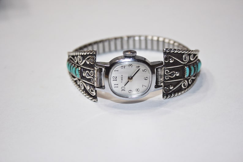Vintage Sterling Silver and Turquoise Native American Watch - Etsy