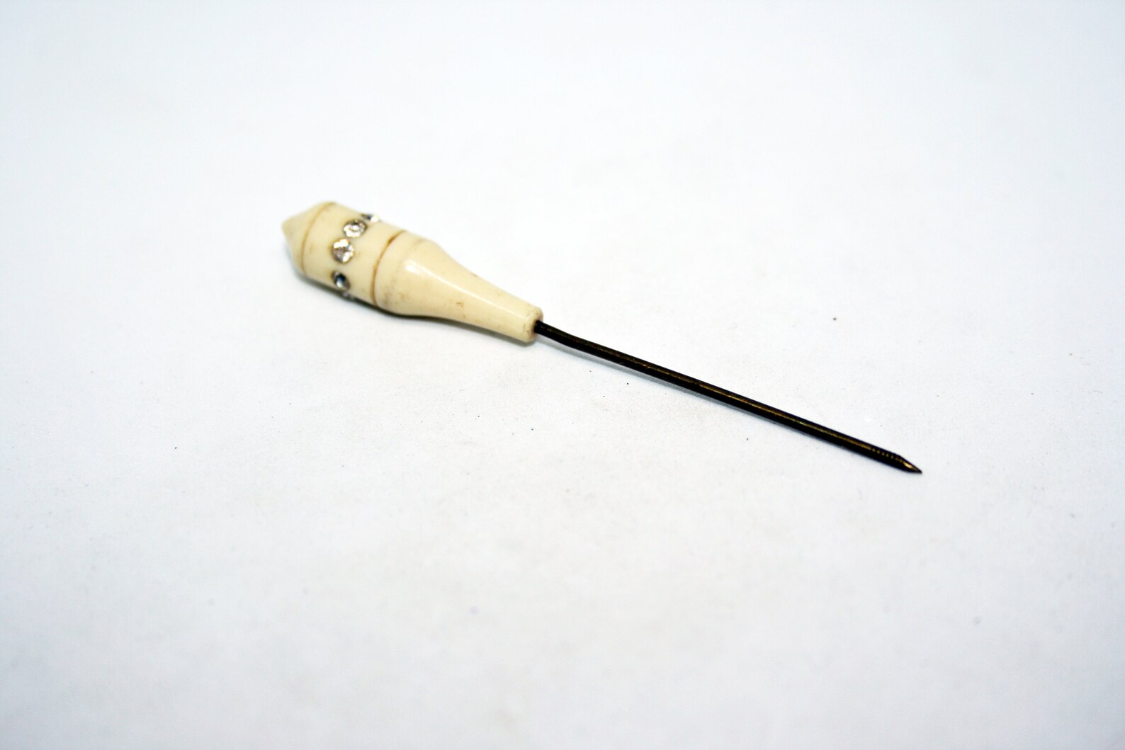 C1920s Antique Ivoine Celluloid Stick Pin Inlaid With Diamante - Etsy