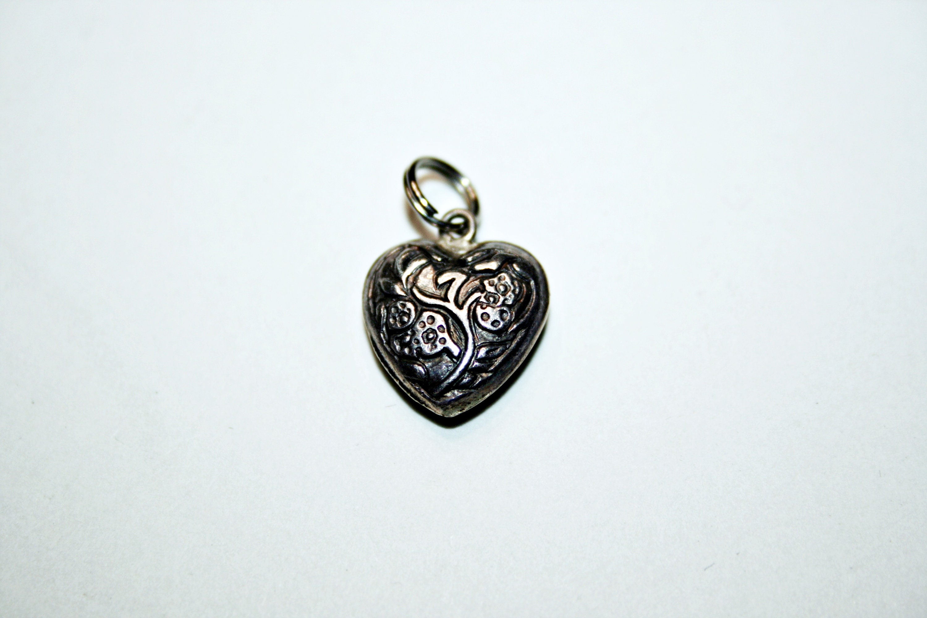 Vintage Sterling Silver Puff Heart Pendant Charm | Etsy