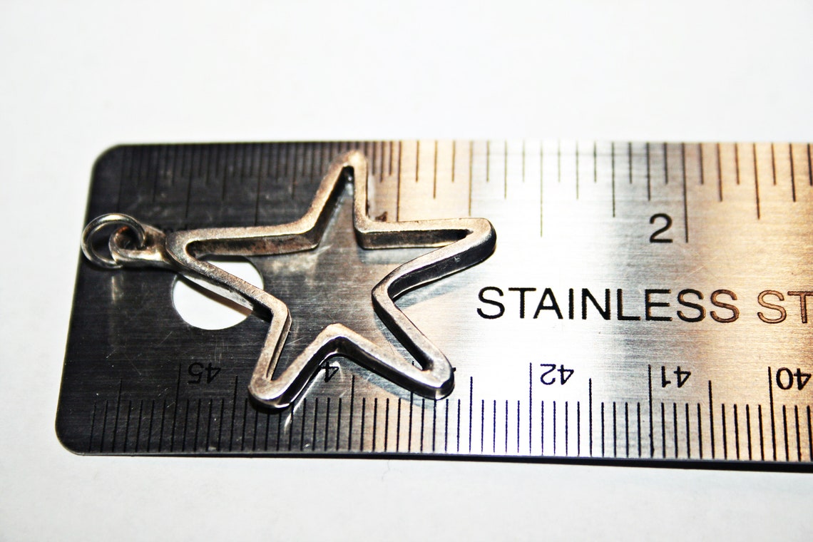 Vintage Sterling Silver Star Pendant | Etsy