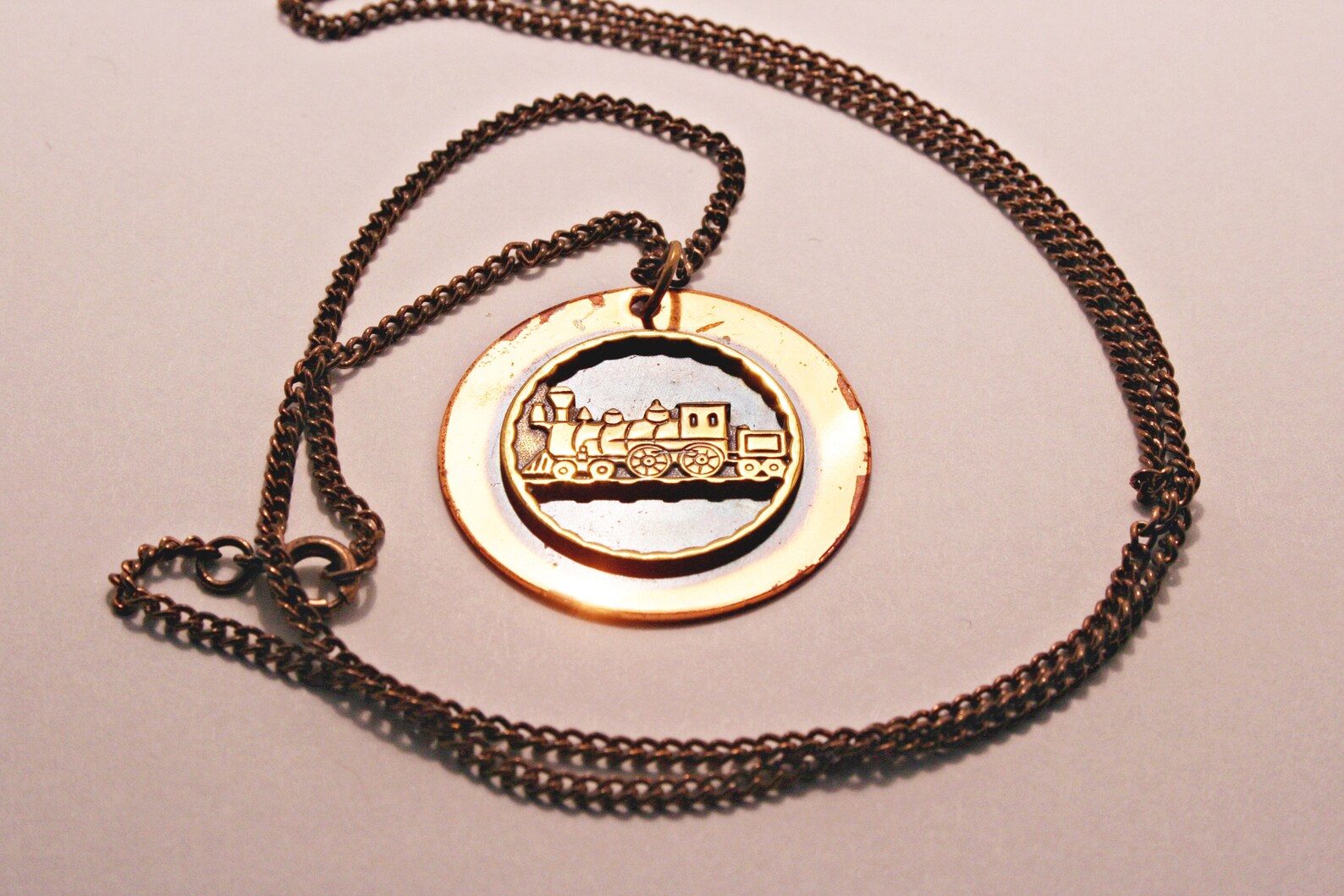 C1970s Copper Enamel Train Necklace | Etsy