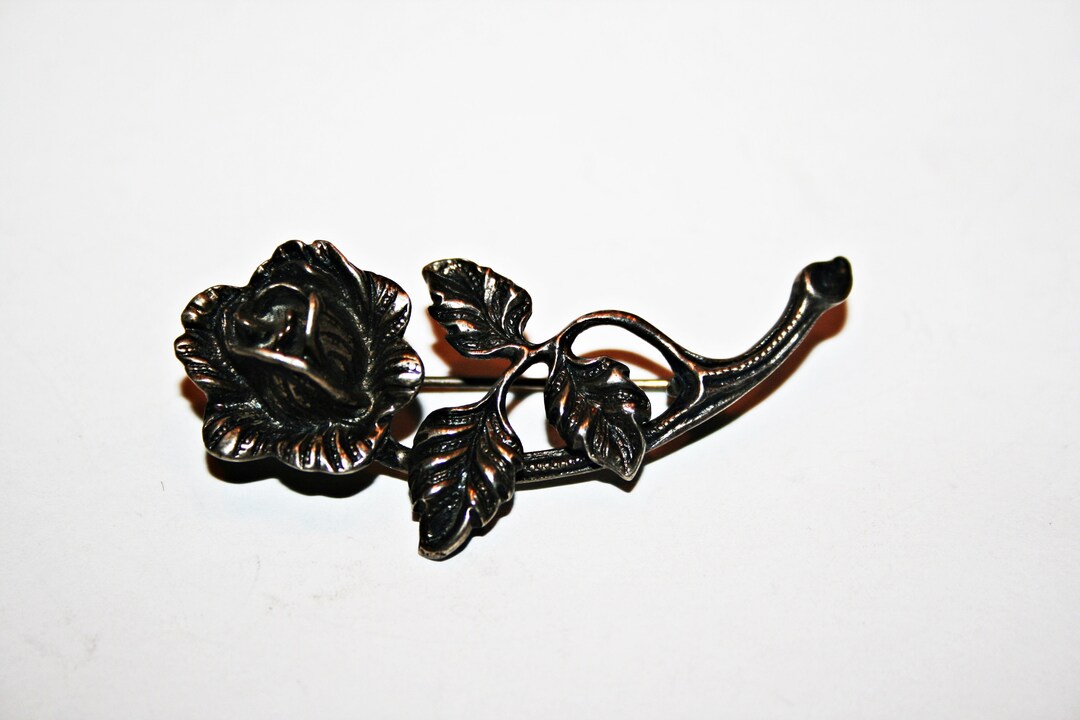 Vintage German 835 Silver Rose Brooch - Etsy