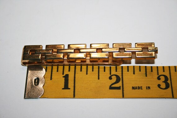 Vintage Gold Tone Mid Century Chain Tie Bar - Gem