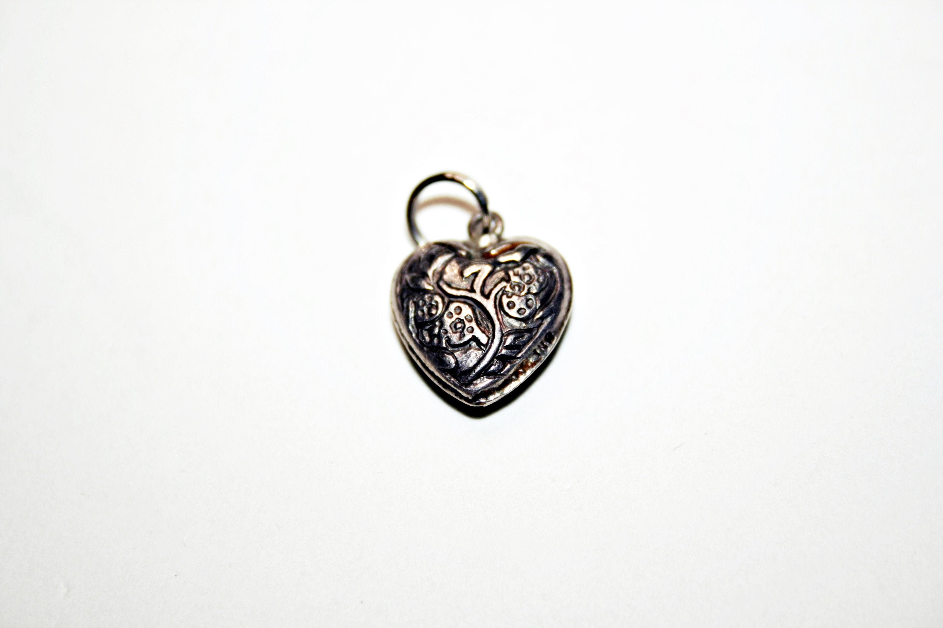 Vintage Sterling Silver Puff Heart Pendant Charm | Etsy