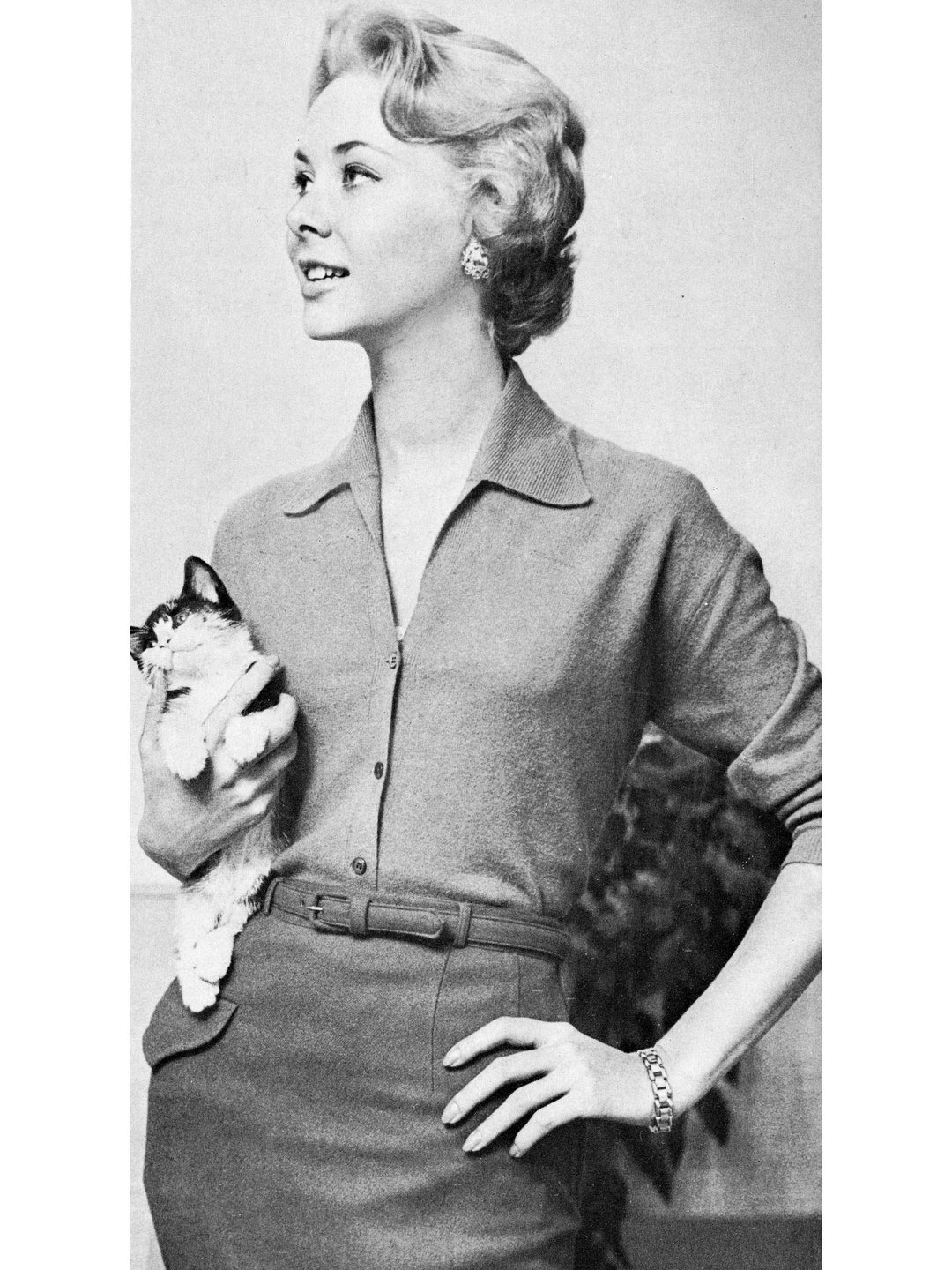 Vintage 1950s Knitting Pattern for Fine Gauge Knitted Shirt With Deep V ...
