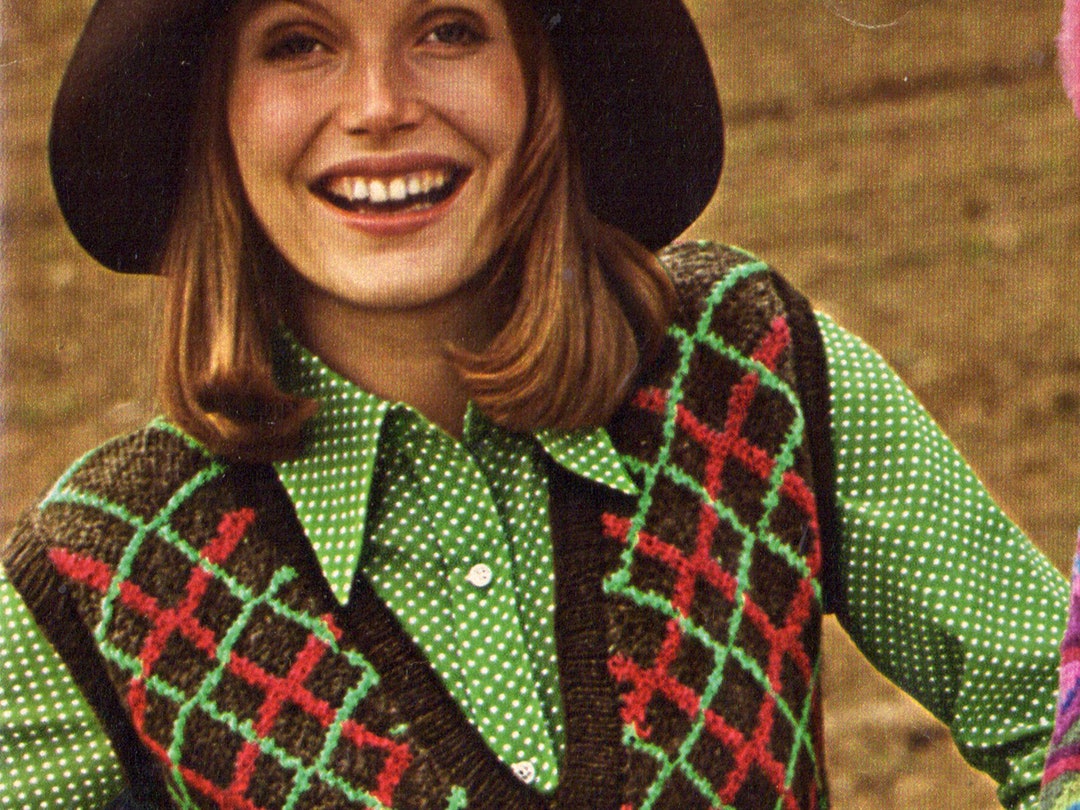 Seventies Knitting Pattern Vintage 70s Colorful Argyle Diamond - Etsy