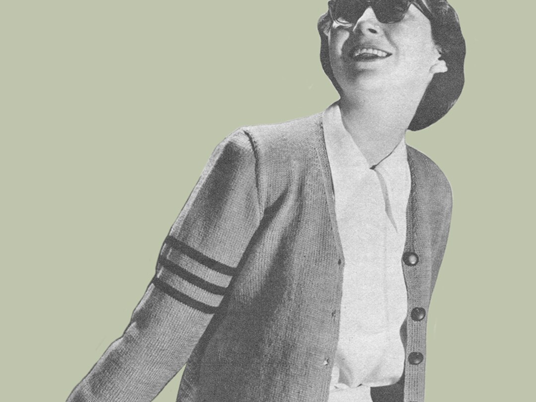 Vintage Fifties Varsity Sweater Knitting Pattern 1950s Cardigan With ...