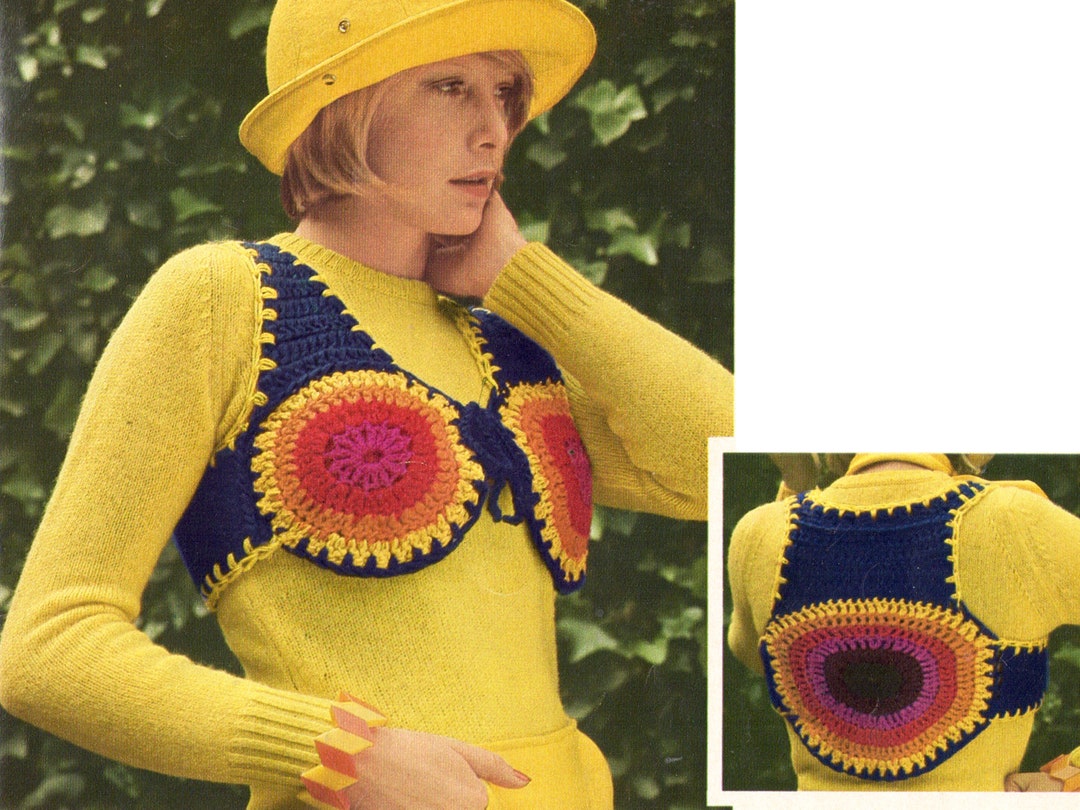 Seventies Crochet Pattern Vintage 70s Colorful Bolero Vest - Etsy