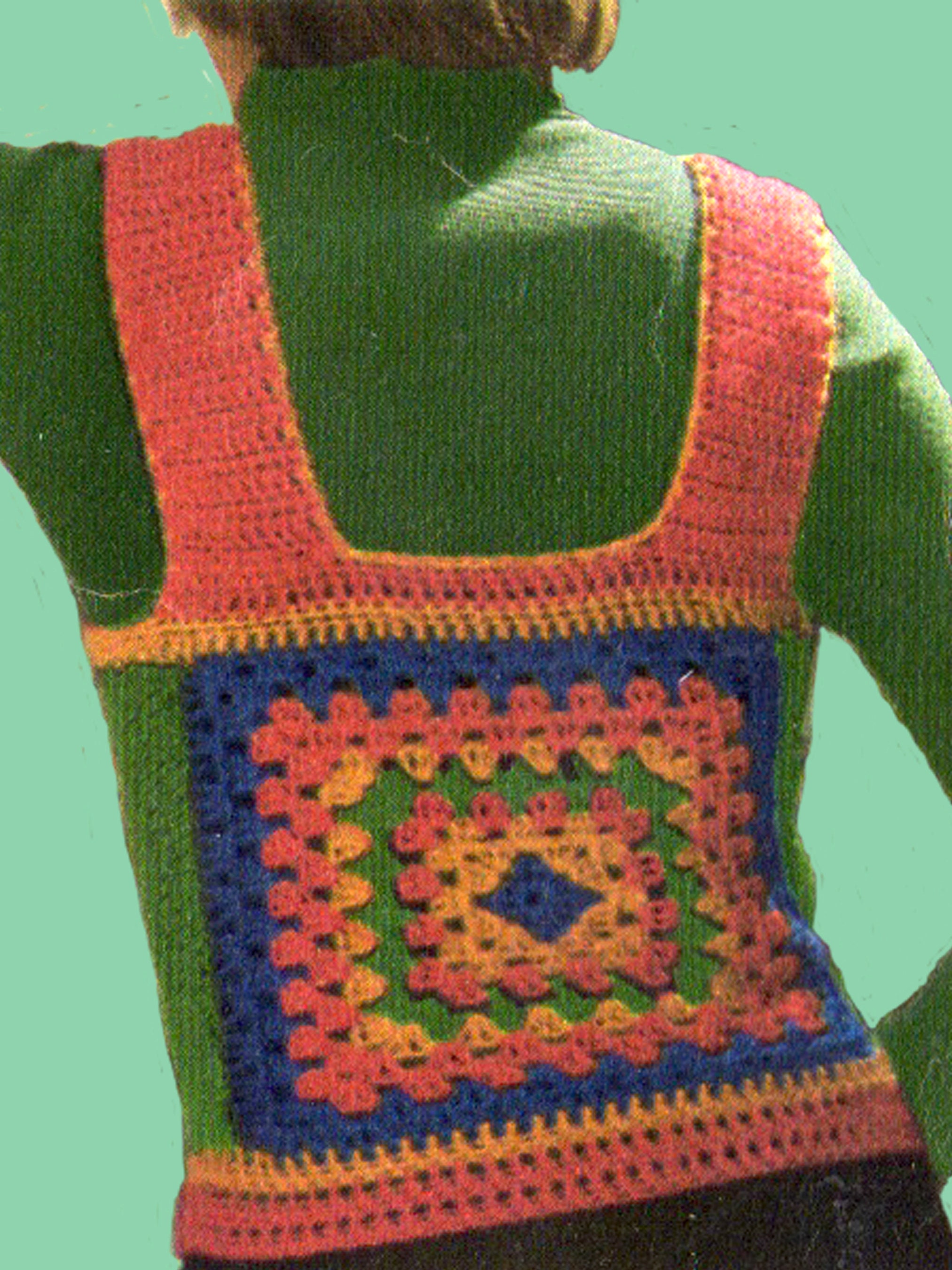 Vintage 1970s Crochet Pattern Granny Square Vest Sleeveless Top Vest ...