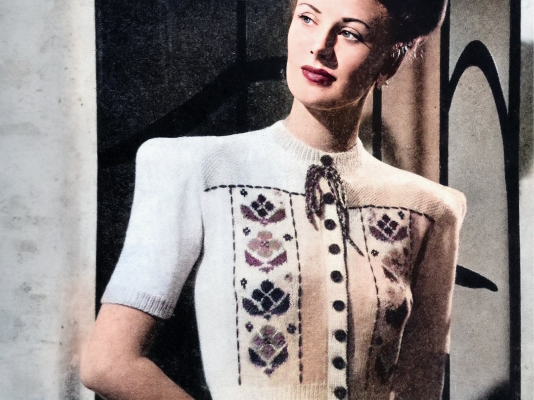 Vintage 1940s Tyrolean Sweater Pattern Forties Knitting Pattern Bestway ...