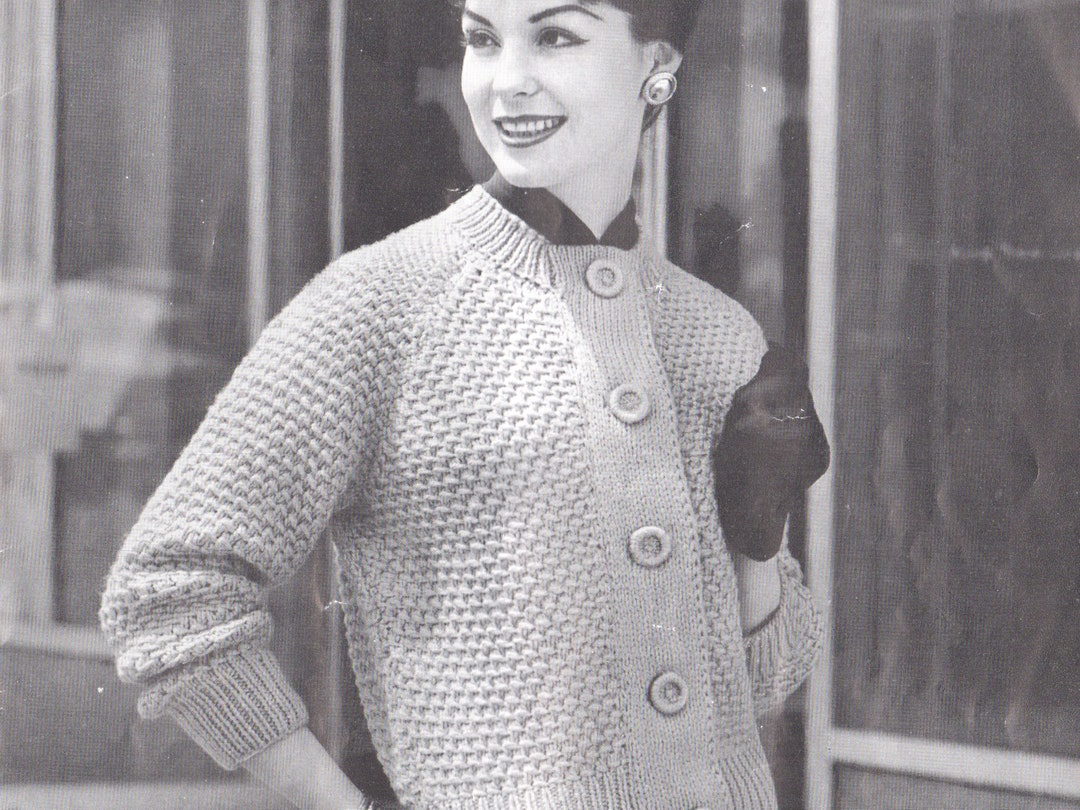 Vintage 1950s Knitting Pattern Boxy Fifties Cropped Cardigan Sweater ...
