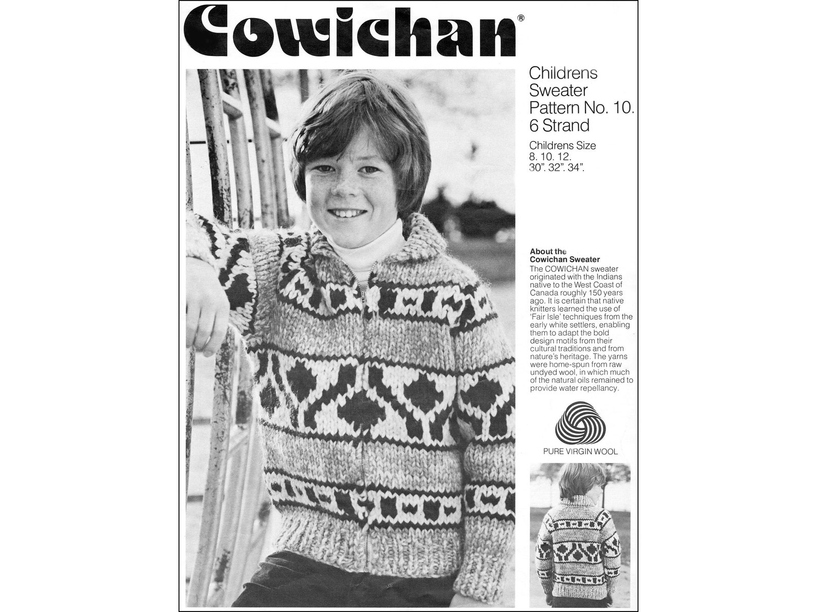 Vintage Cowichan Sweater Pattern Child’s Cowichan Knitting Pattern ...