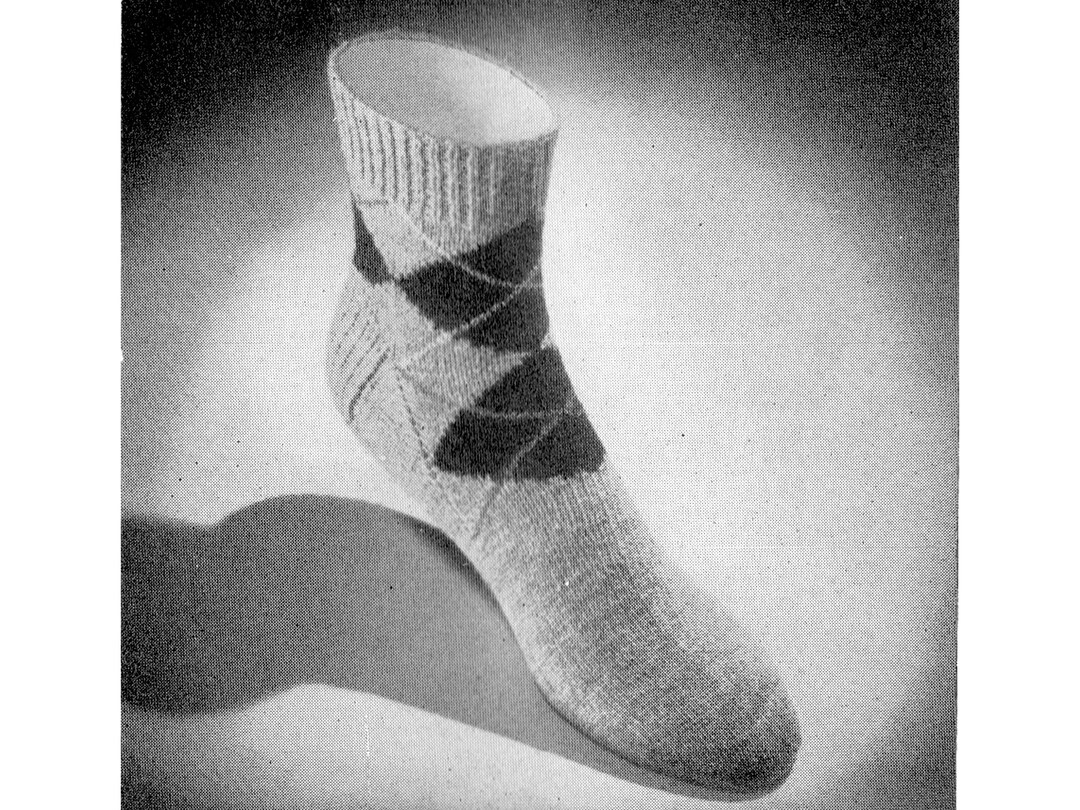 Vintage 1940s Argyle Ankle Socks Knitting Pattern (PDF Pattern) - Etsy