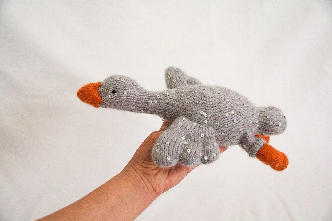 Small Grey Knitted Goose. Finished Stuffed Animal Toy. Baby Toys. Baby ...