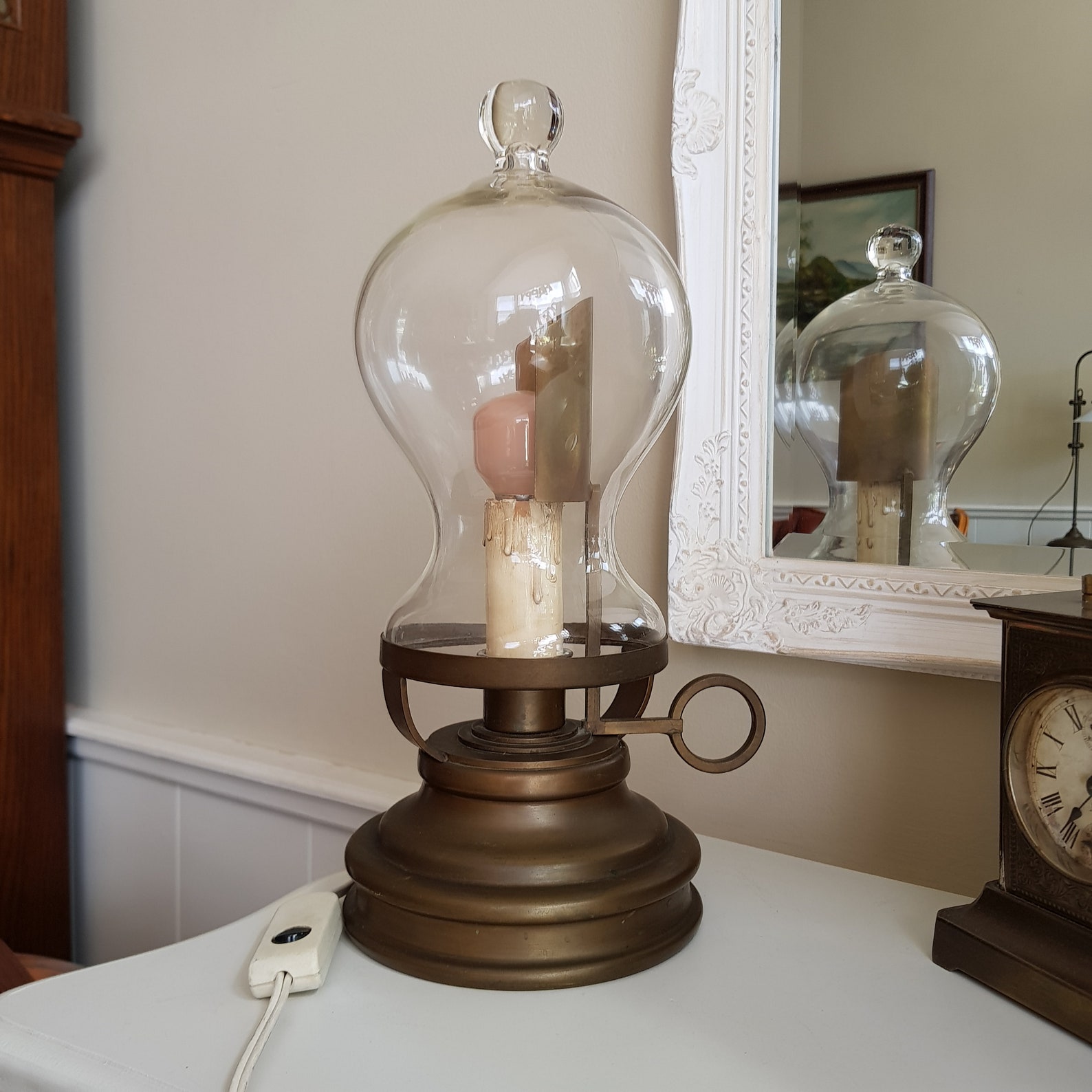 Vintage Special Lamp, Old Style, Brass and Glass Dome Table Lamp, Home ...