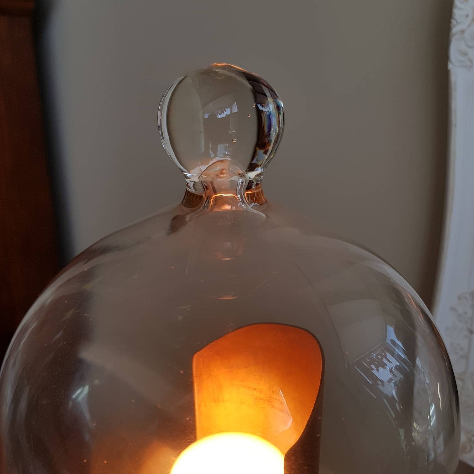 Vintage Special Lamp, Old Style, Brass and Glass Dome Table Lamp, Home ...