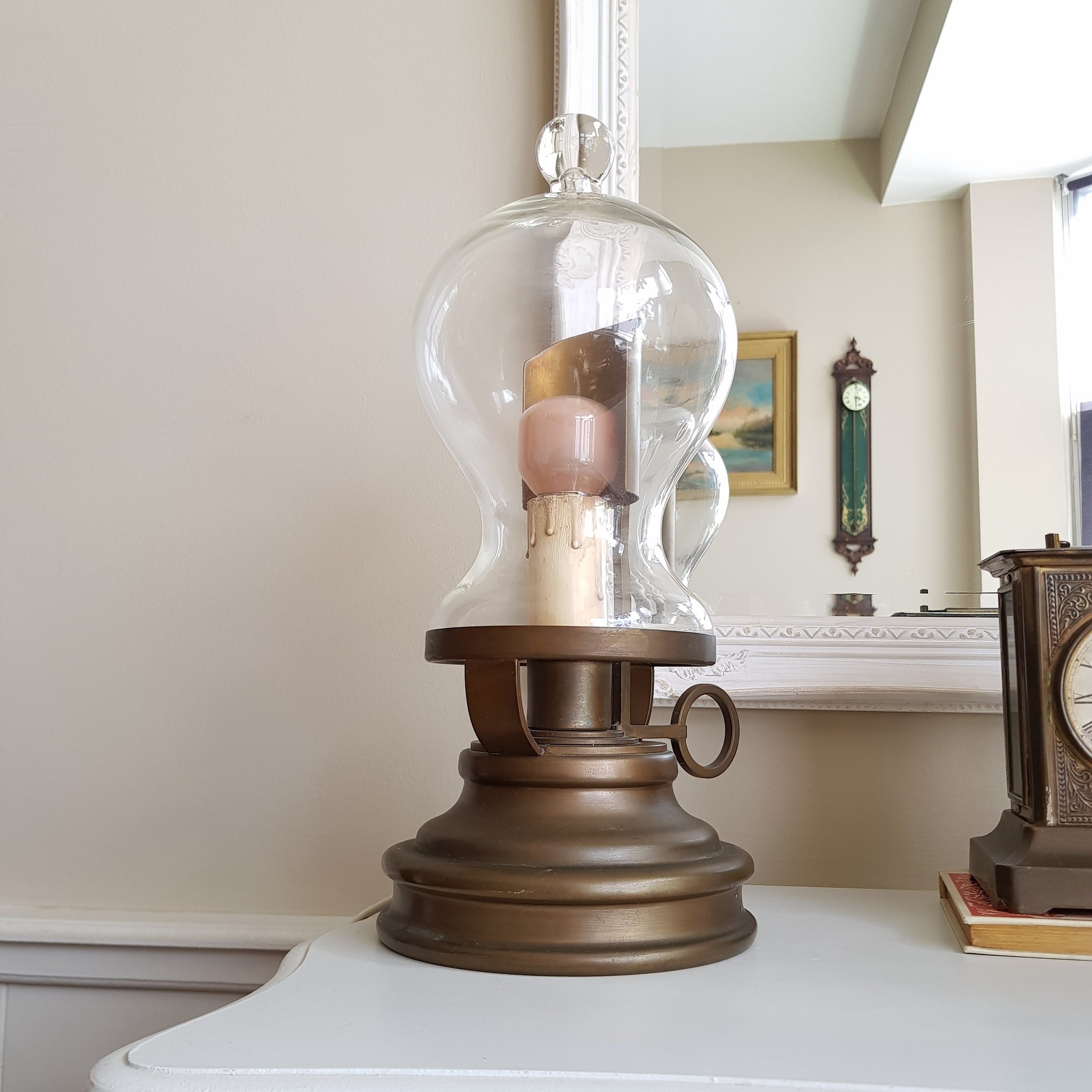 Vintage Special Lamp, Old Style, Brass and Glass Dome Table Lamp, Home ...