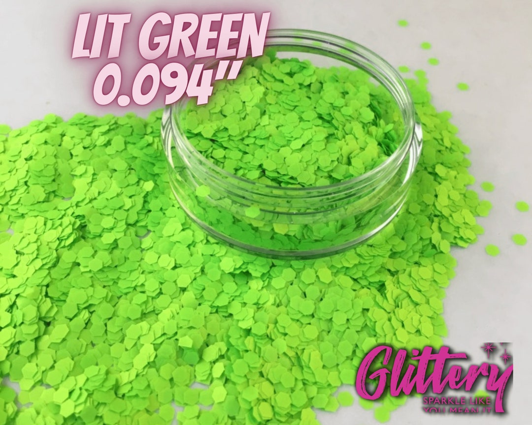 Lit Green Face and Body UV Glitter, Lit Green .094" Chunky, Blacklight ...