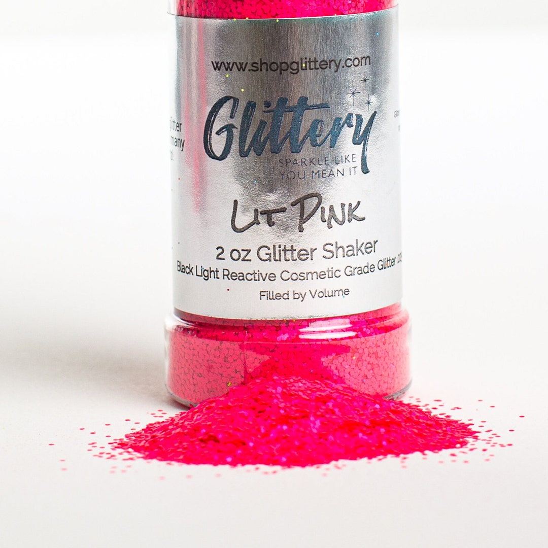 Lit Pink Face and Body Glitter, UV Blacklight Reactive, Cosmetic Grade ...