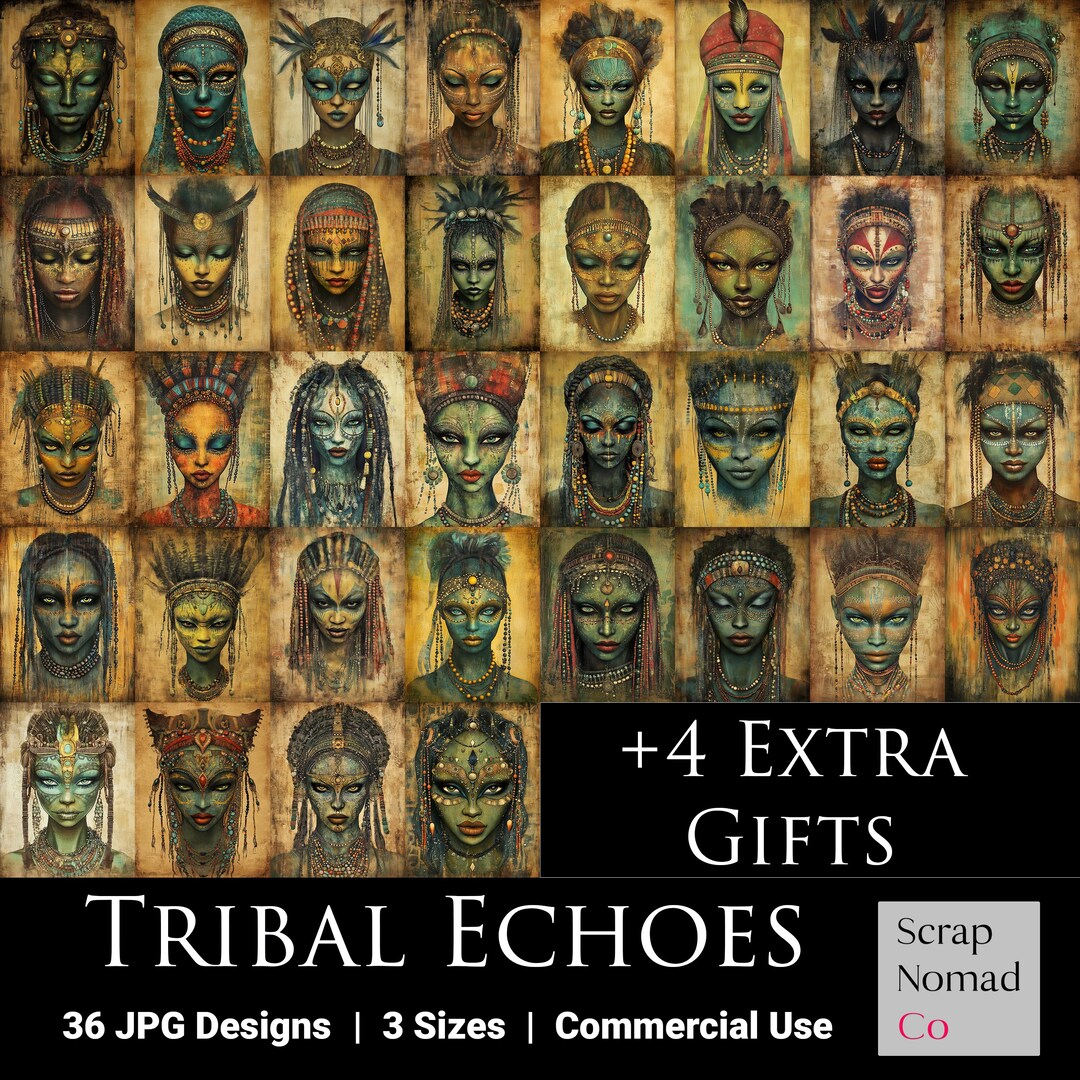 Tribal Echoes Paper Kit – 36 African-inspired Women Portraits ...