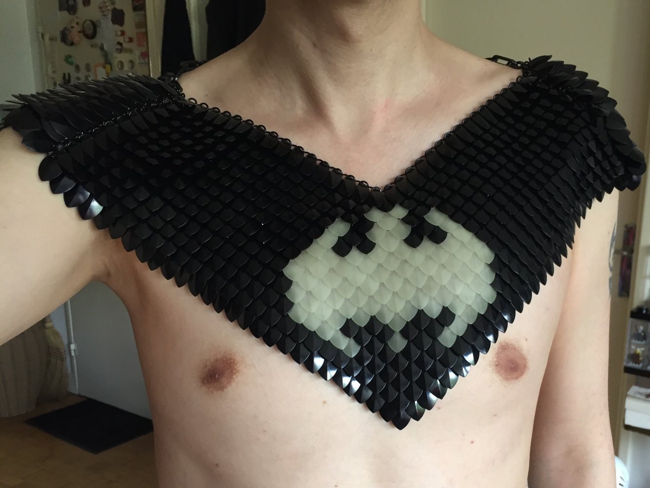 Scaled Armor Plastron Batman aluminum Chain Mail and Black Plexy Scales ...