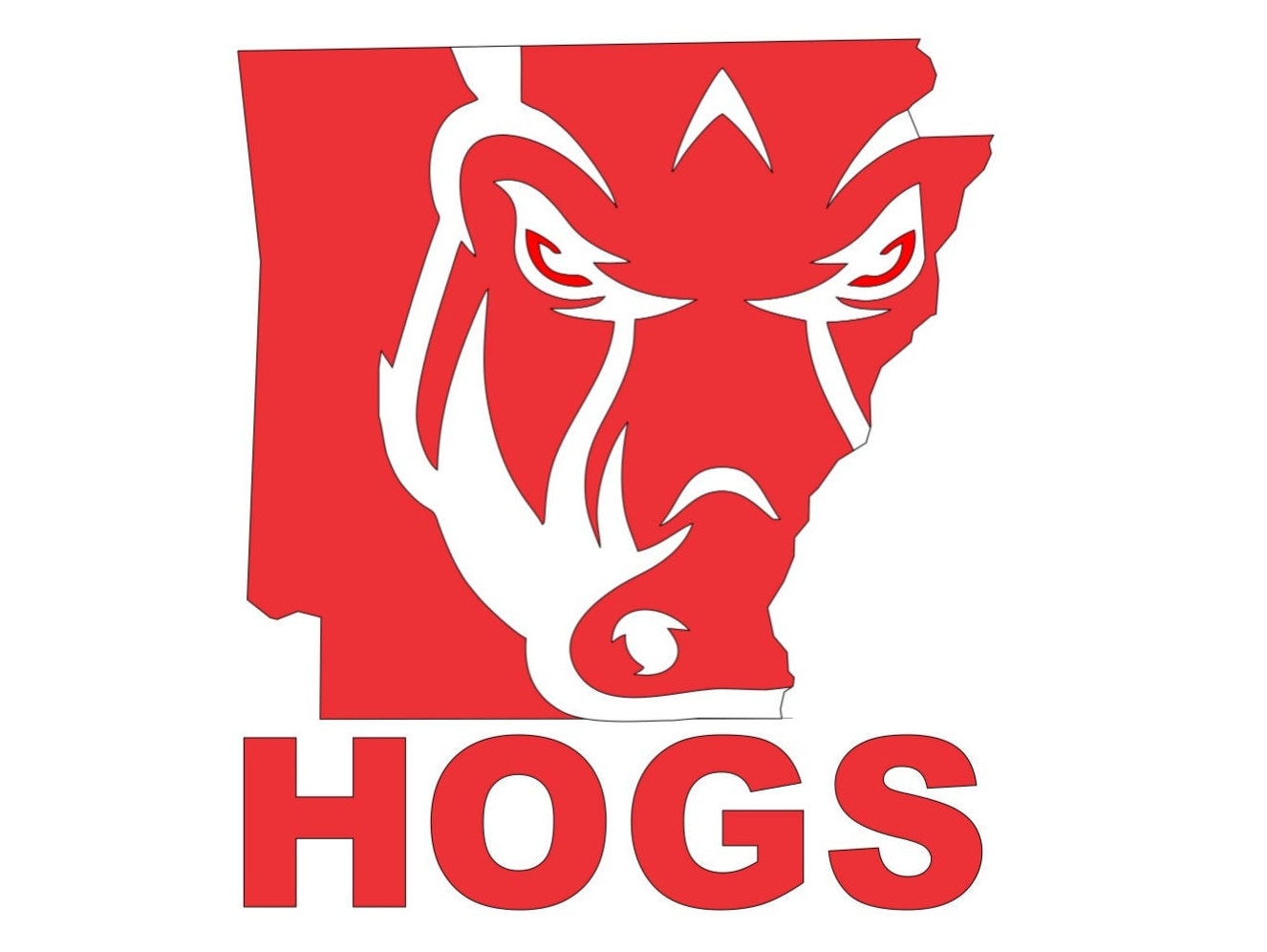 Razorback face hogs. vinyl decal arkansas razorbacks state | Etsy