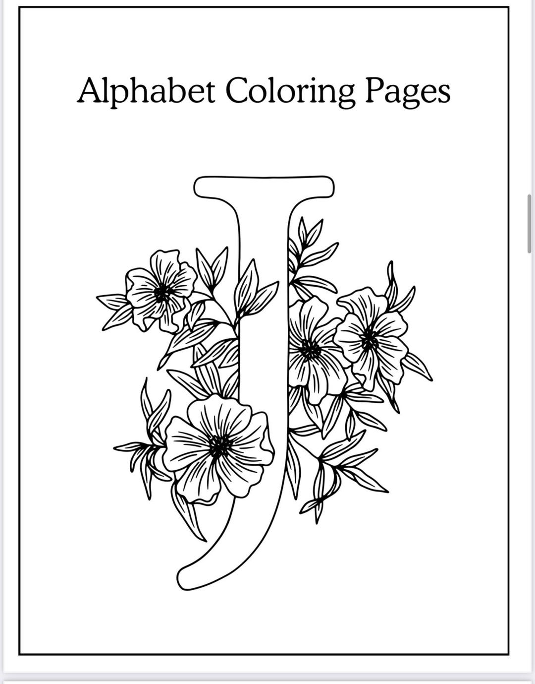 Floral Alphabet Coloring Pages 26 Printable Letters A to Z Monogram ...