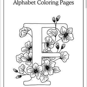 Floral Alphabet Coloring Pages 26 Printable Letters A to Z Monogram ...