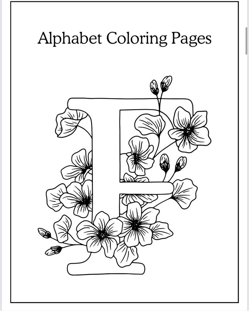 Floral Alphabet Coloring Pages 26 Printable Letters A to Z Monogram ...
