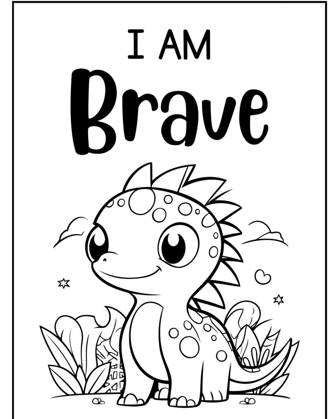 Kids Affirmation Coloring Pages | Printable Dinosaur Coloring Sheets ...