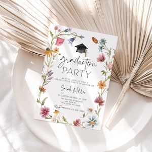 Wildflower Graduation Invitation, Wildflower Graduation Announcement ...