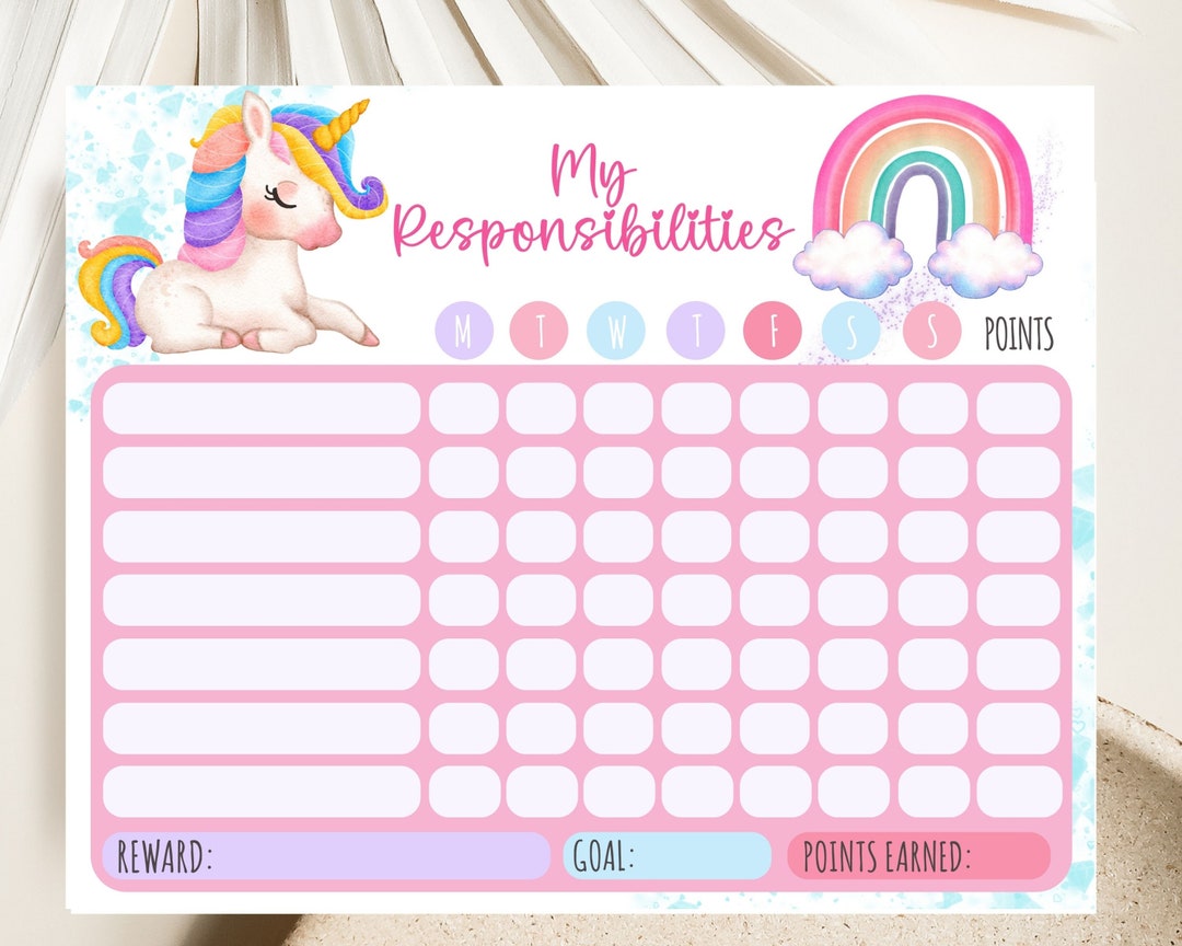 Unicorn Chore Chart, Unicorn Chore Chart Printable, Unicorn Chore ...