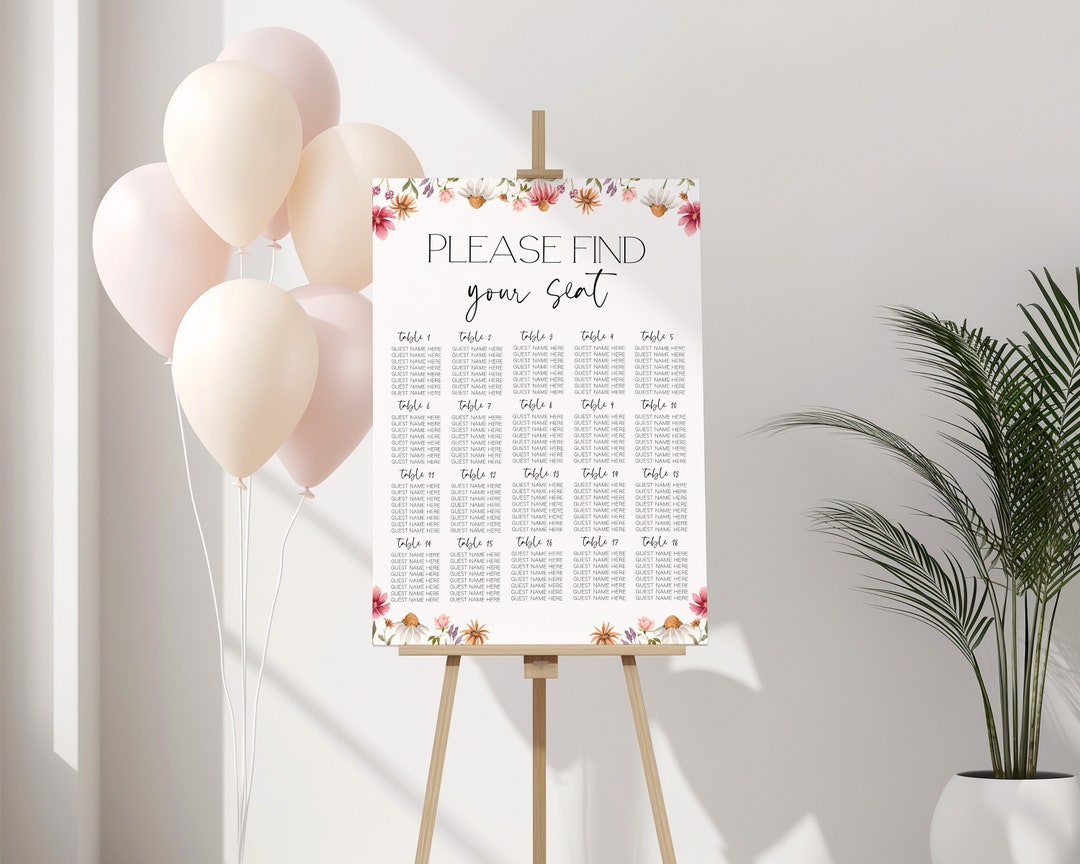 Baby in Bloom Baby Shower Seating Chart, Wildflower Baby Shower Deco ...