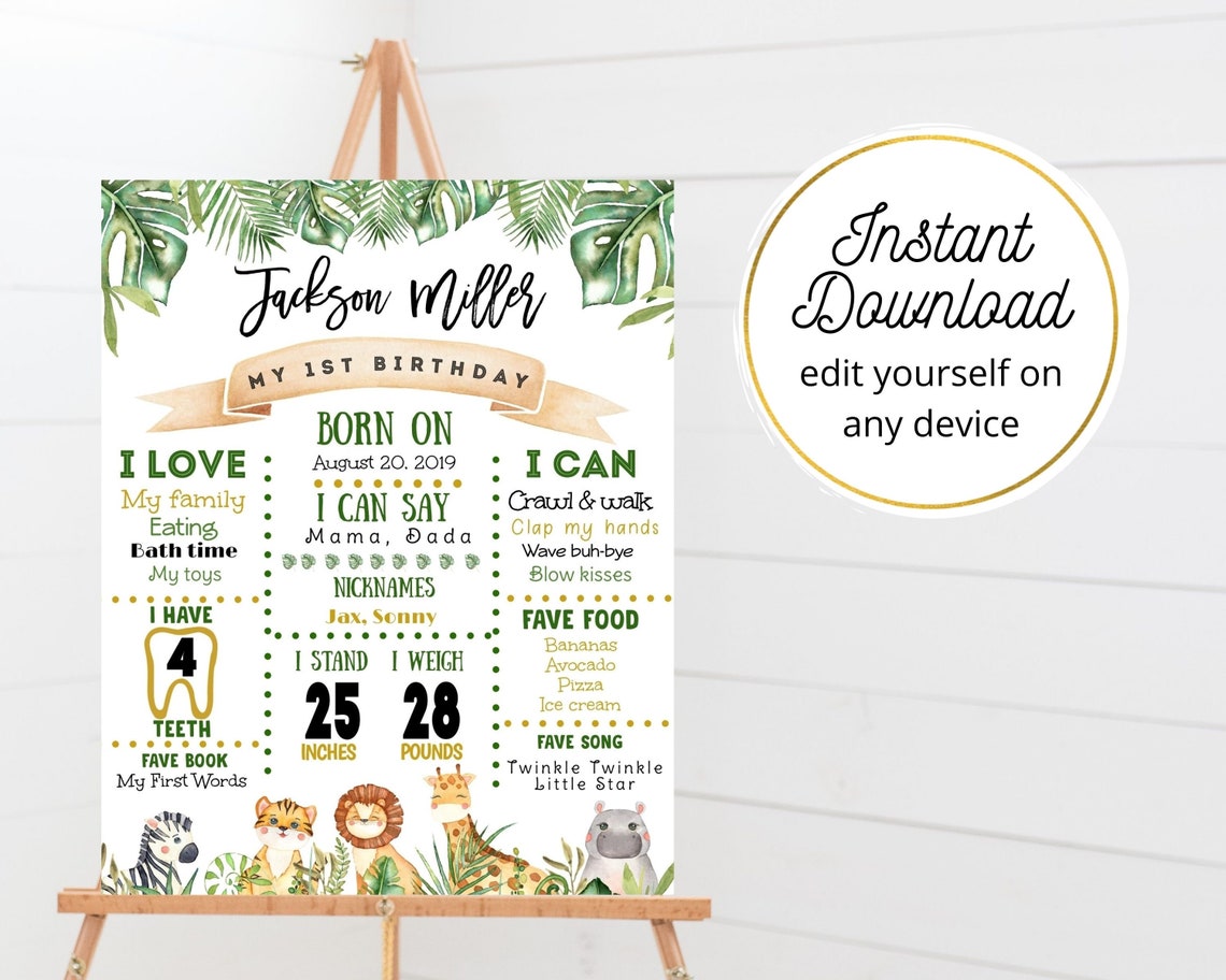 Wild One Milestone Board Safari Animals Wild One Birthday - Etsy
