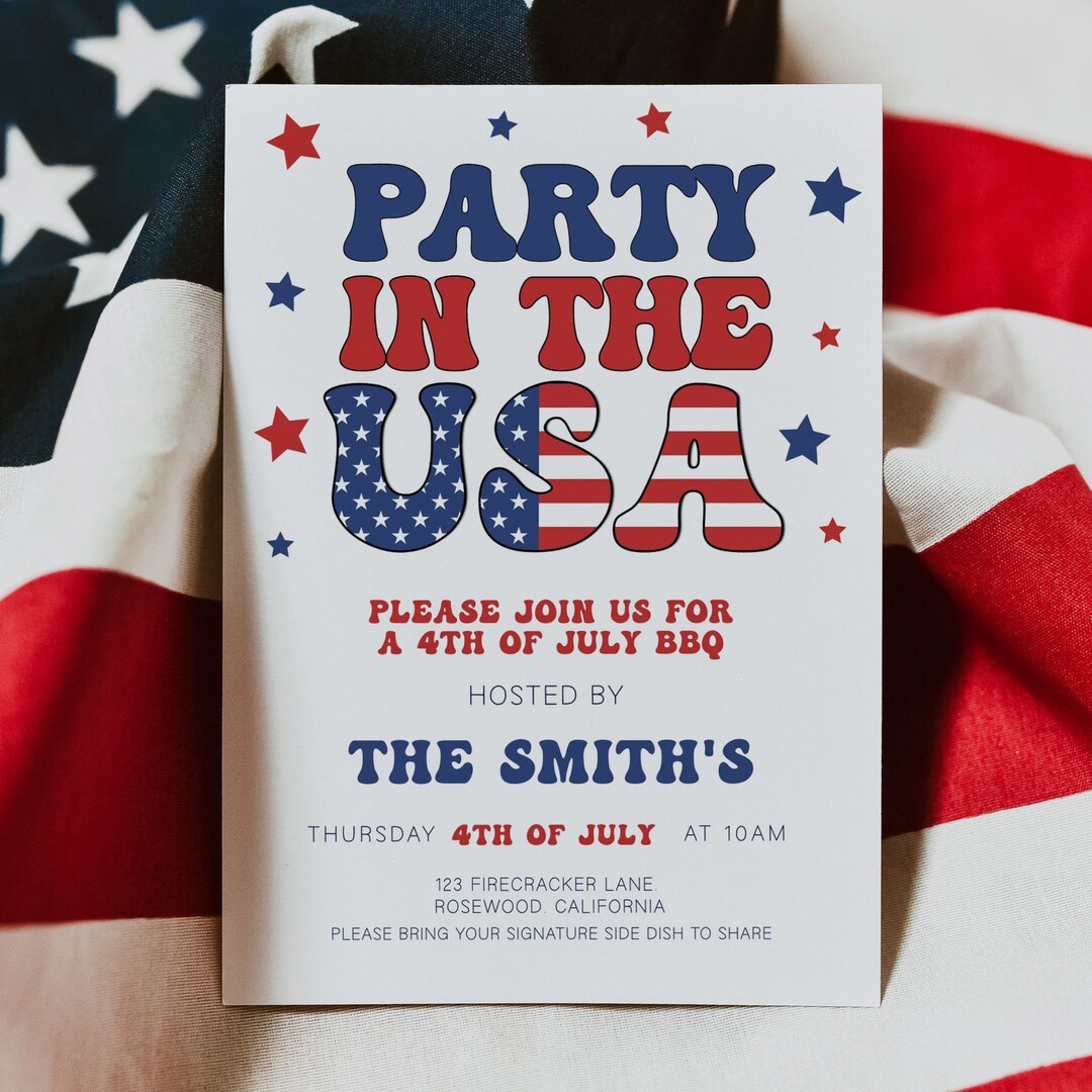 4th of July BBQ Invitation, 4th of July Invite,4th of July Invitation ...