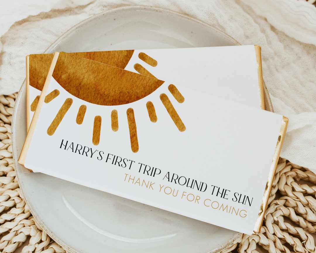 First Trip Around the Sun Chocolate Bar Wrapper, Sun Birthday Candy Bar ...
