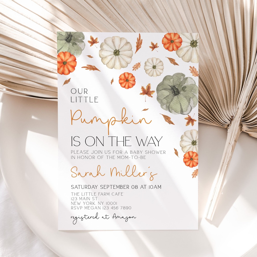 A Little Pumpkin Baby Shower Invitation, Pumpkin Baby Shower Invite ...