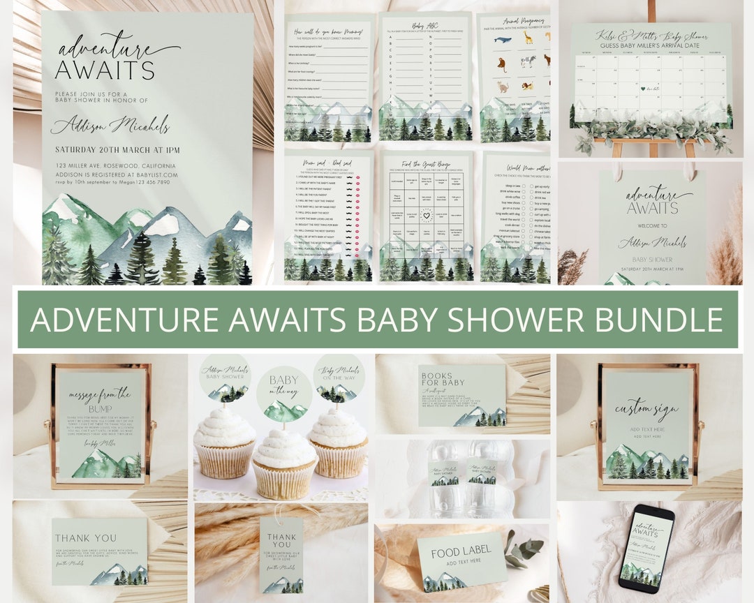 Adventure Baby Shower Bundle, Adventure Awaits Baby Shower Invitation ...
