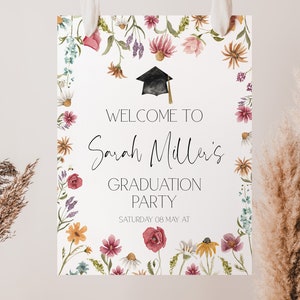 Wildflower Graduation Welcome Sign, Graduation Welcome Sign With Photo ...