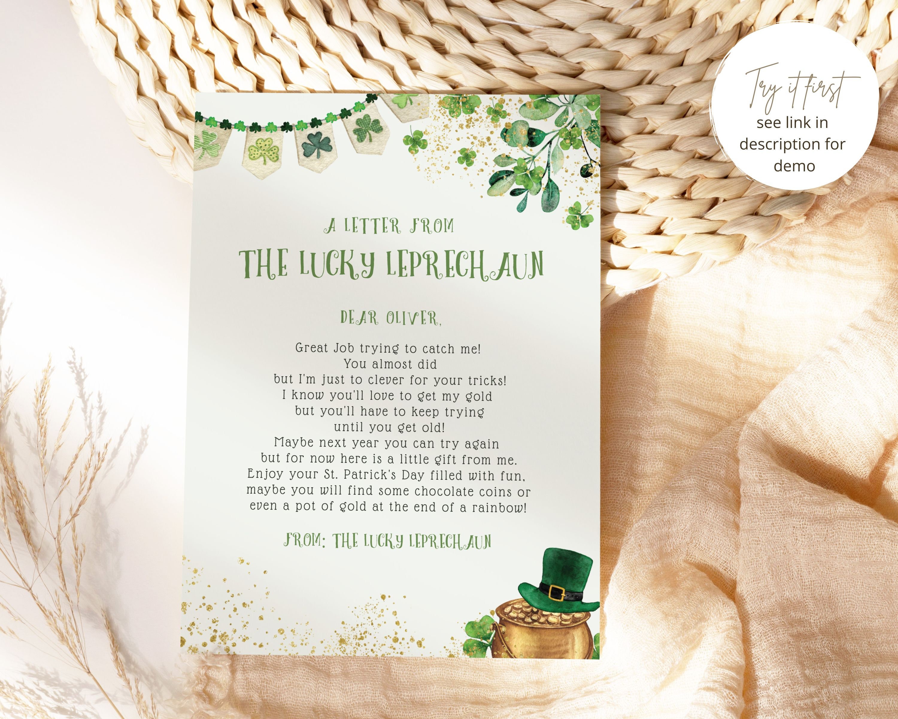 Editable Leprechaun Letter, Letter From Leprechaun, Leprechaun Trap Kit ...