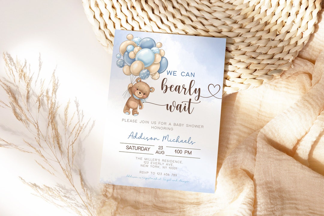 Bearly Wait Baby Shower Invite Template, Bearly Wait Baby Shower ...