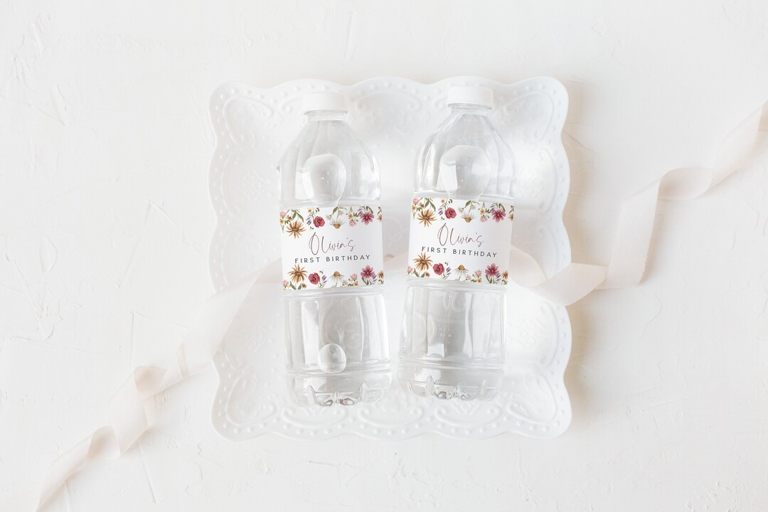 Little Widflower Bottle Label, Wildflower Water Bottle Label, Floral ...