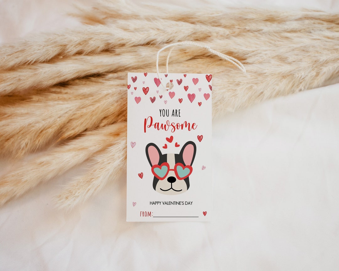 Dog Valentine Gift Tag, Classroom Valentine Tag, Puppy Valentine Tag ...