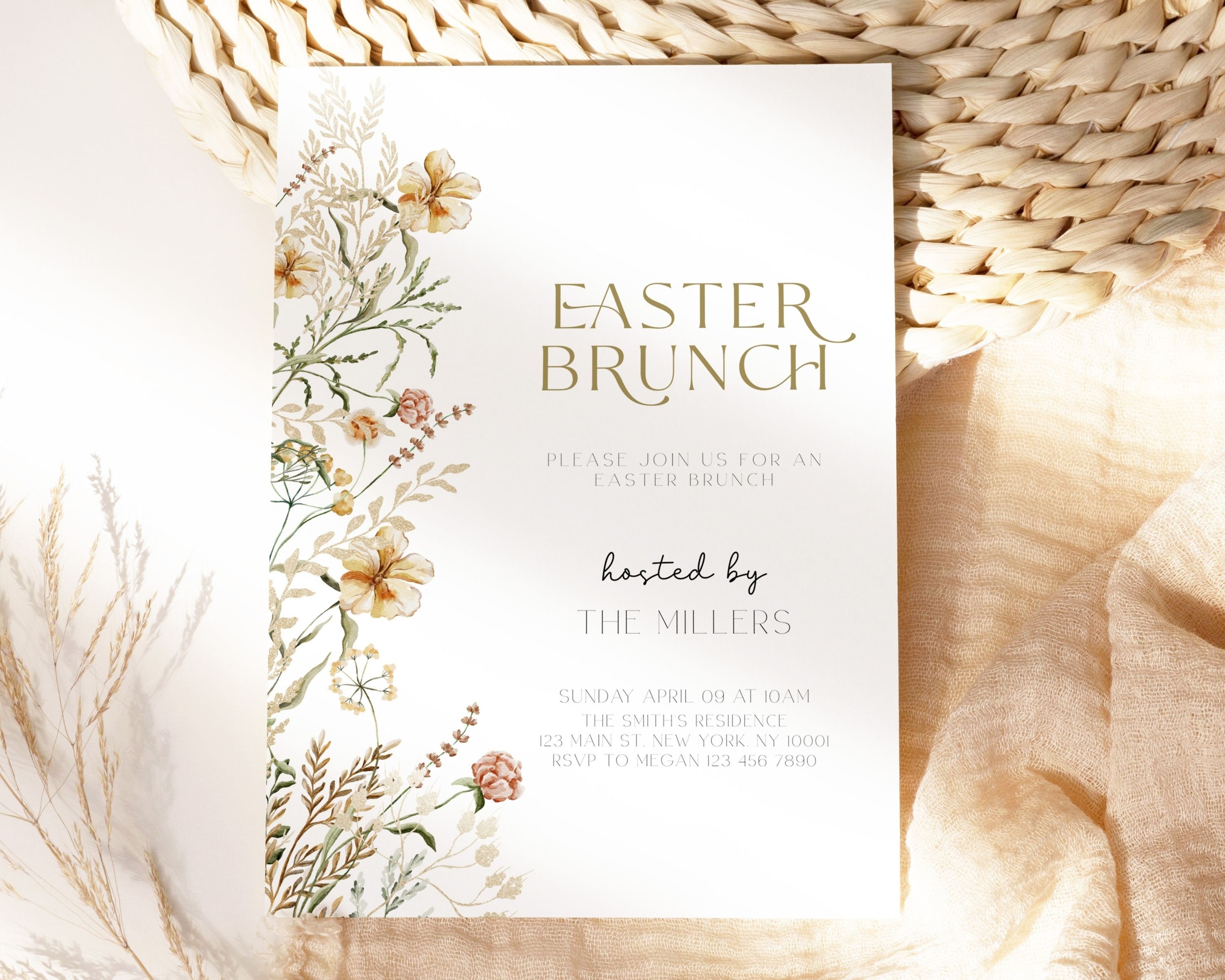 Floral Easter Brunch Invitation Easter Brunch Invite Easter - Etsy