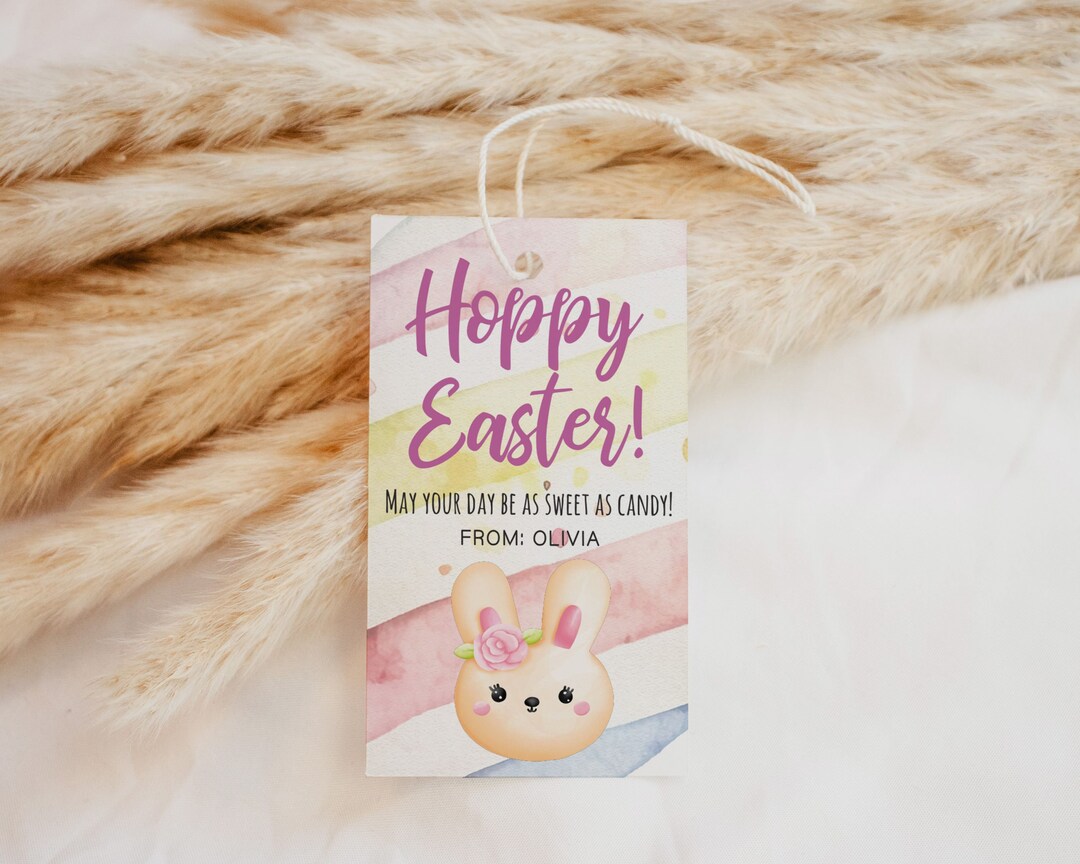 Editable Hoppy Easter Gift Tag for Kids, Easter Gift Tag Printable ...