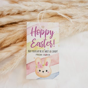 Editable Hoppy Easter Gift Tag for Kids, Easter Gift Tag Printable ...