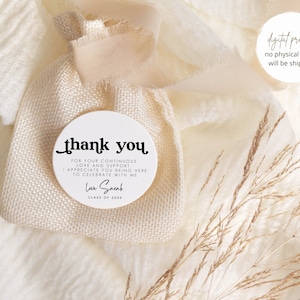 Editable Graduation Thank You Tag, Graduation Favor Tag Printable, Grad ...